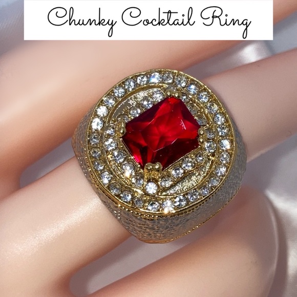 Fashion Jewelry | Jewelry | Huge Micro Paved Two Tone Red Zircon ...